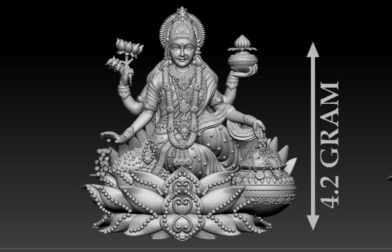 Exquisite Laxmi Mata 3D Print Model for Temple Decor