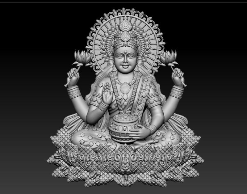 Exquisite Laxmi Mata 3D Print Model for Temple Decor