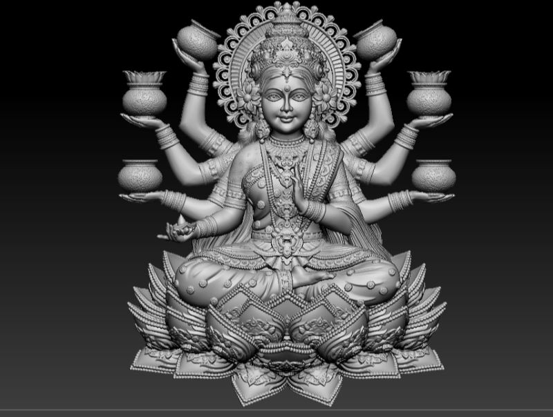 Exquisite Laxmi Mata 3D Print Model for Temple Decor